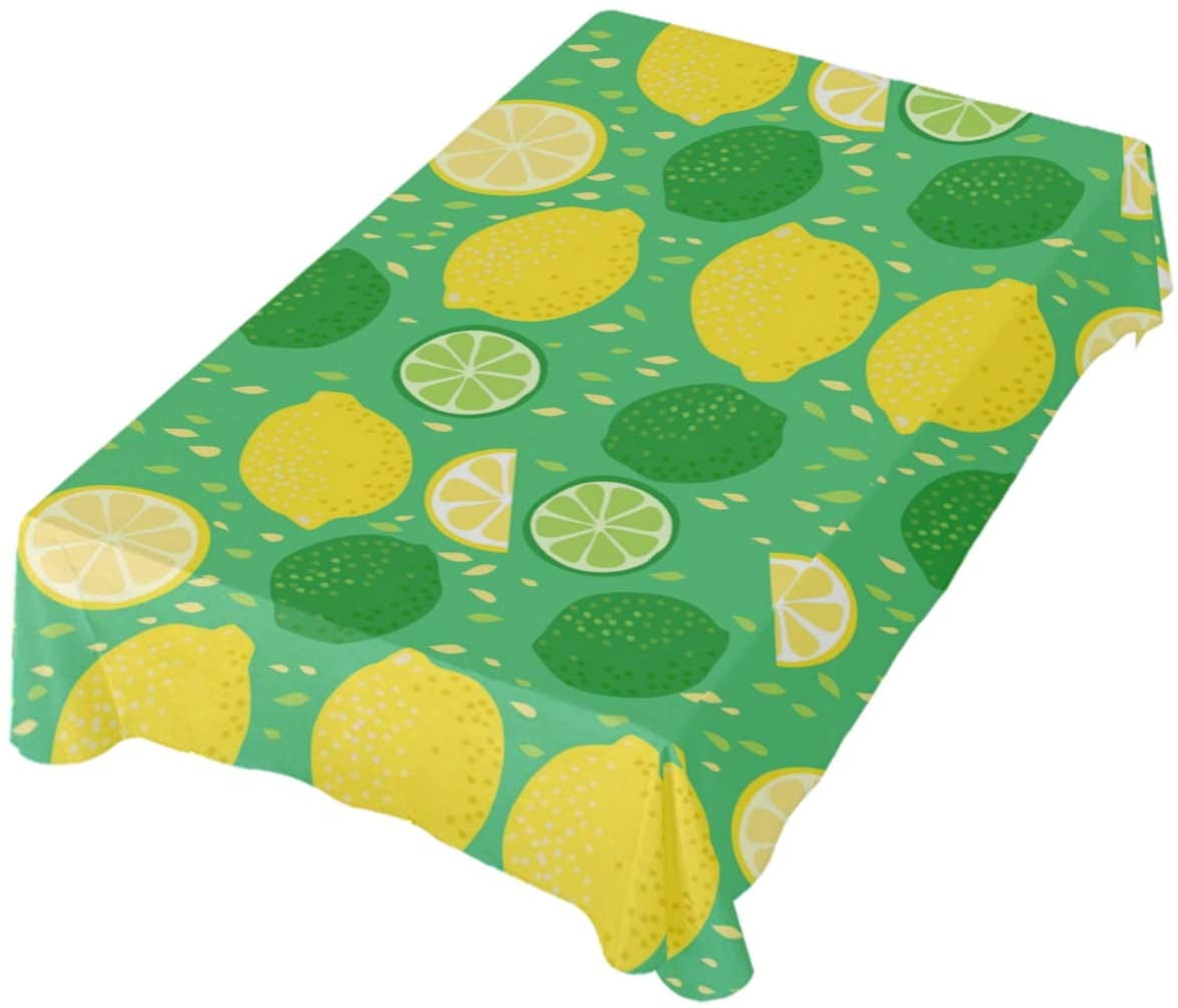 Unique Table Cloth Cartoon Yellow Green Lemons and Limes Square Cover ...