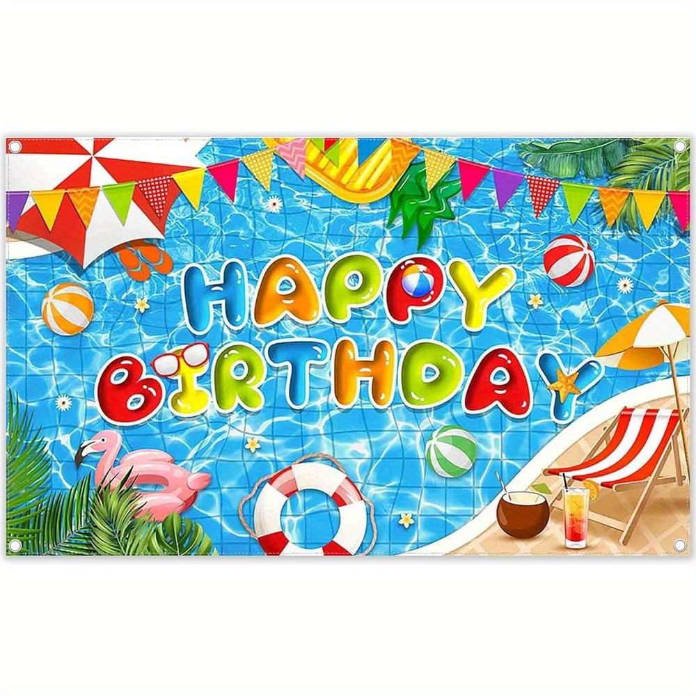 Unique Tapestry 1 Piece-Summer Pool Party Fabric Craft Tapestry Hawaiian Waterscape Background ...