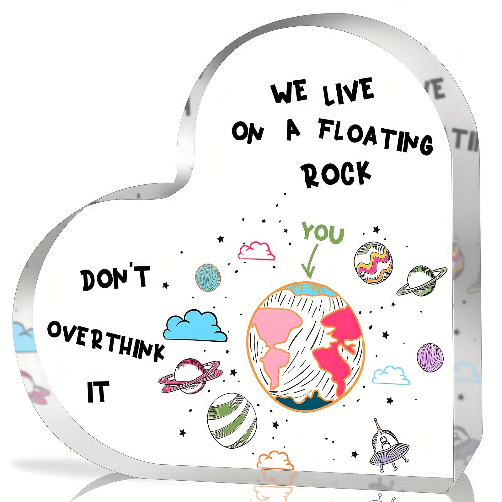 Acrylic Don't Over Think It Home Office Bedroom Decor Heart Acrylic ...