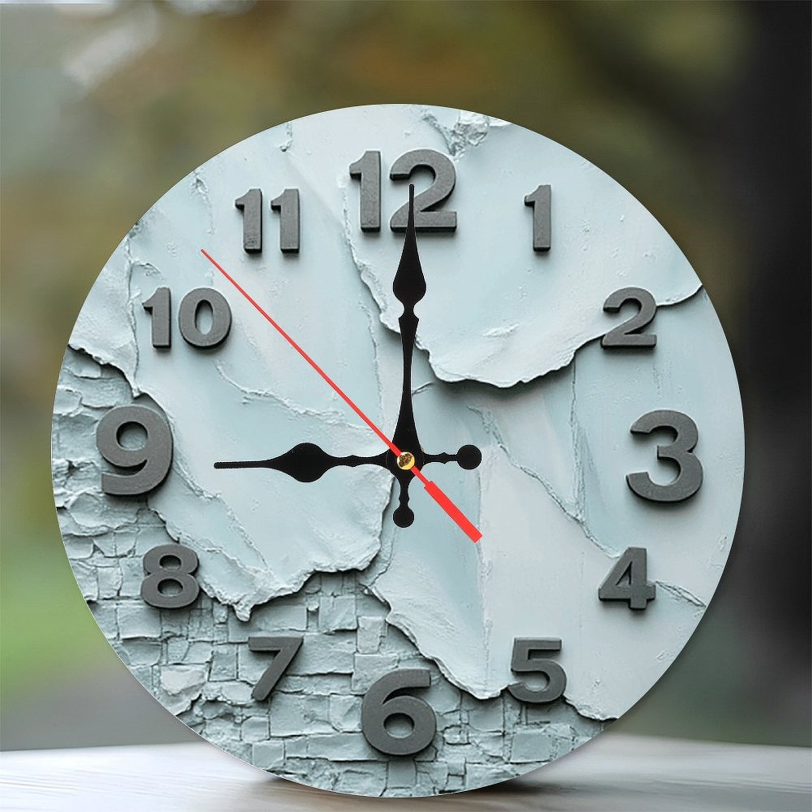 Unique Textured Wall Clock Home Decor 10-Inch Silent Wooden Wall Clock ...
