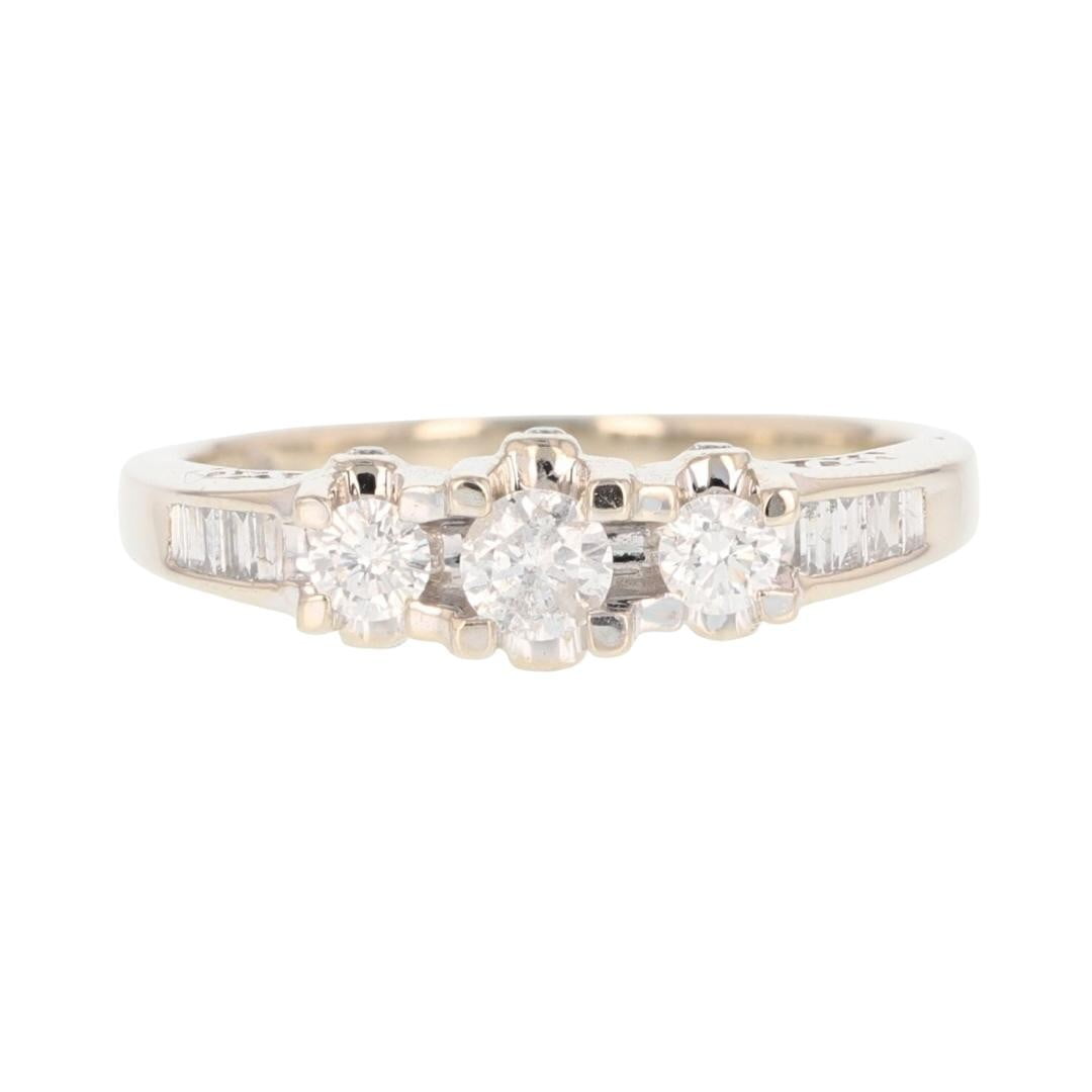 Unique Three Stone Engagement Ring, Channel Set Shank Diamond Ring ...