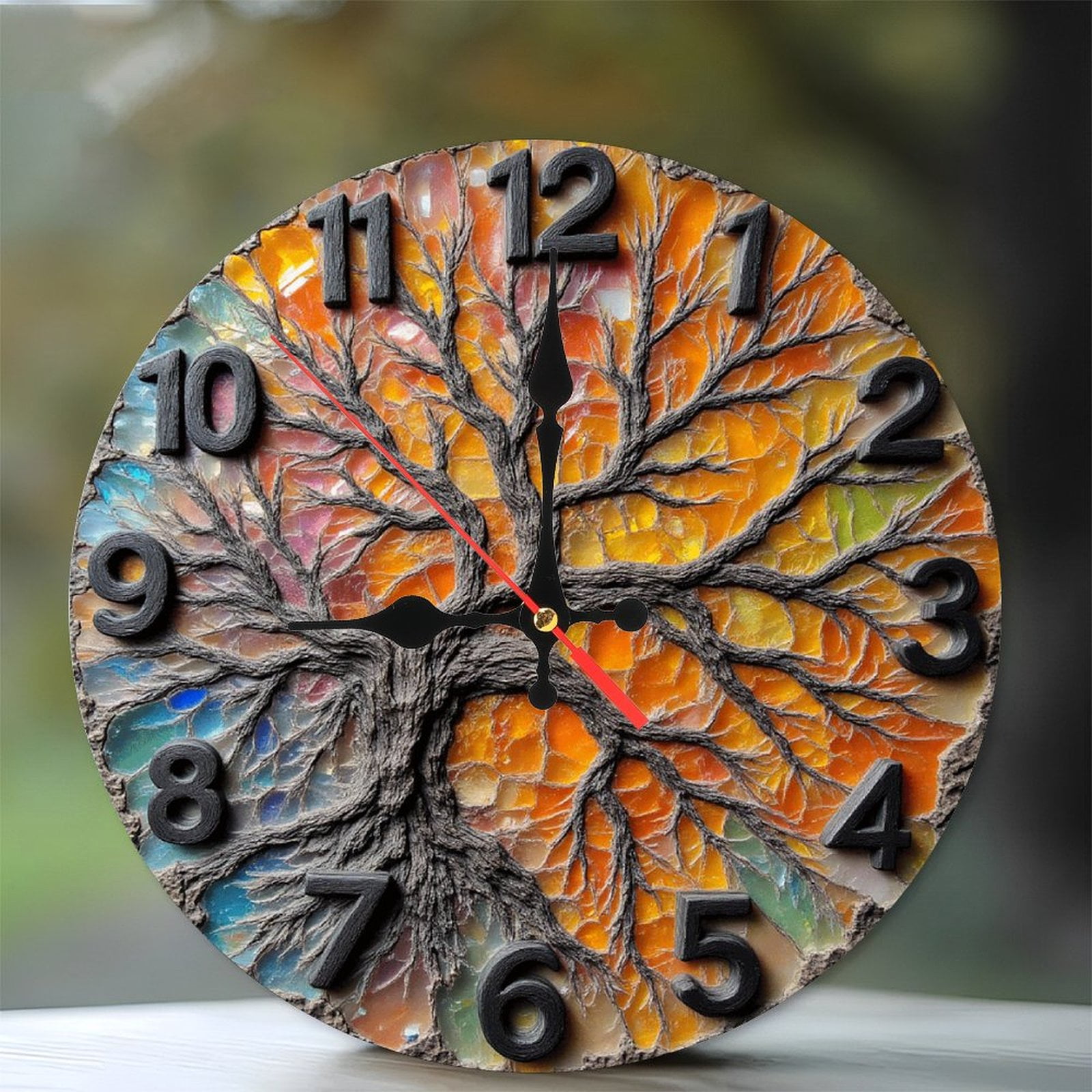 Unique Tree of Life Mosaic Clock Wall Art 10-Inch Silent Wooden Wall ...