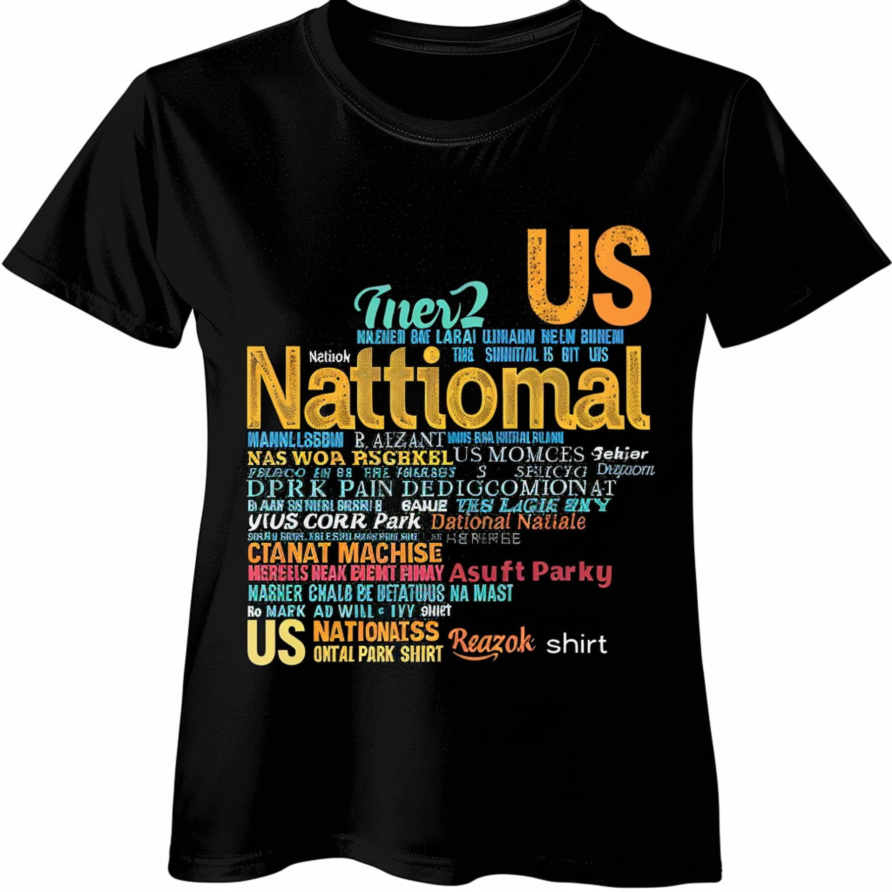Unique US National Park Word Cloud Design on Black T Shirt A Creative ...