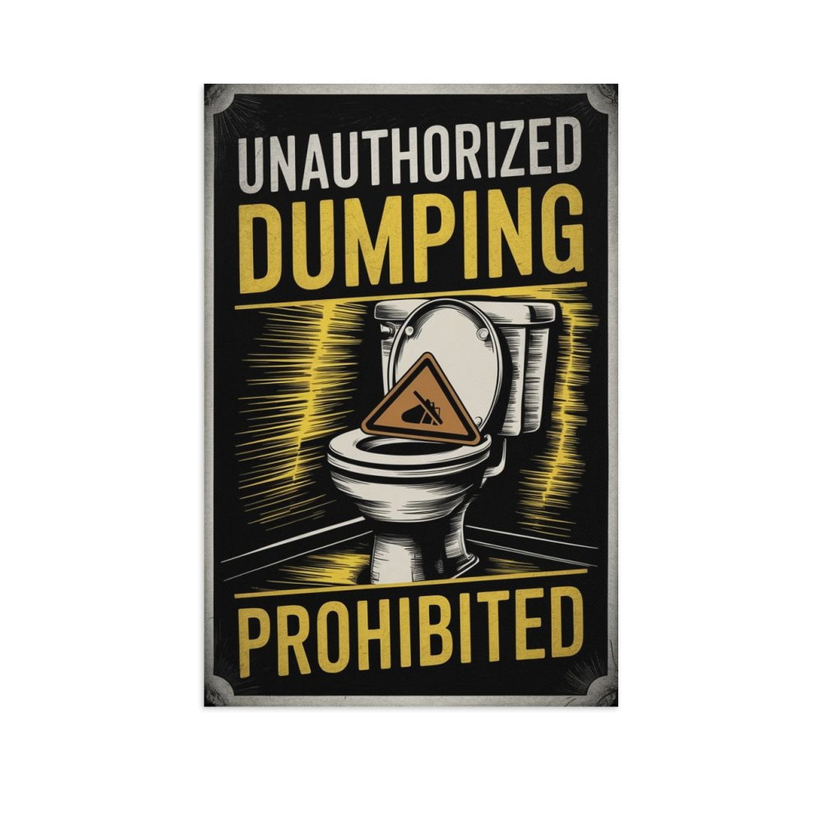 Unique Vintage Toilet Poster with Construction Sign And Unauthorized ...