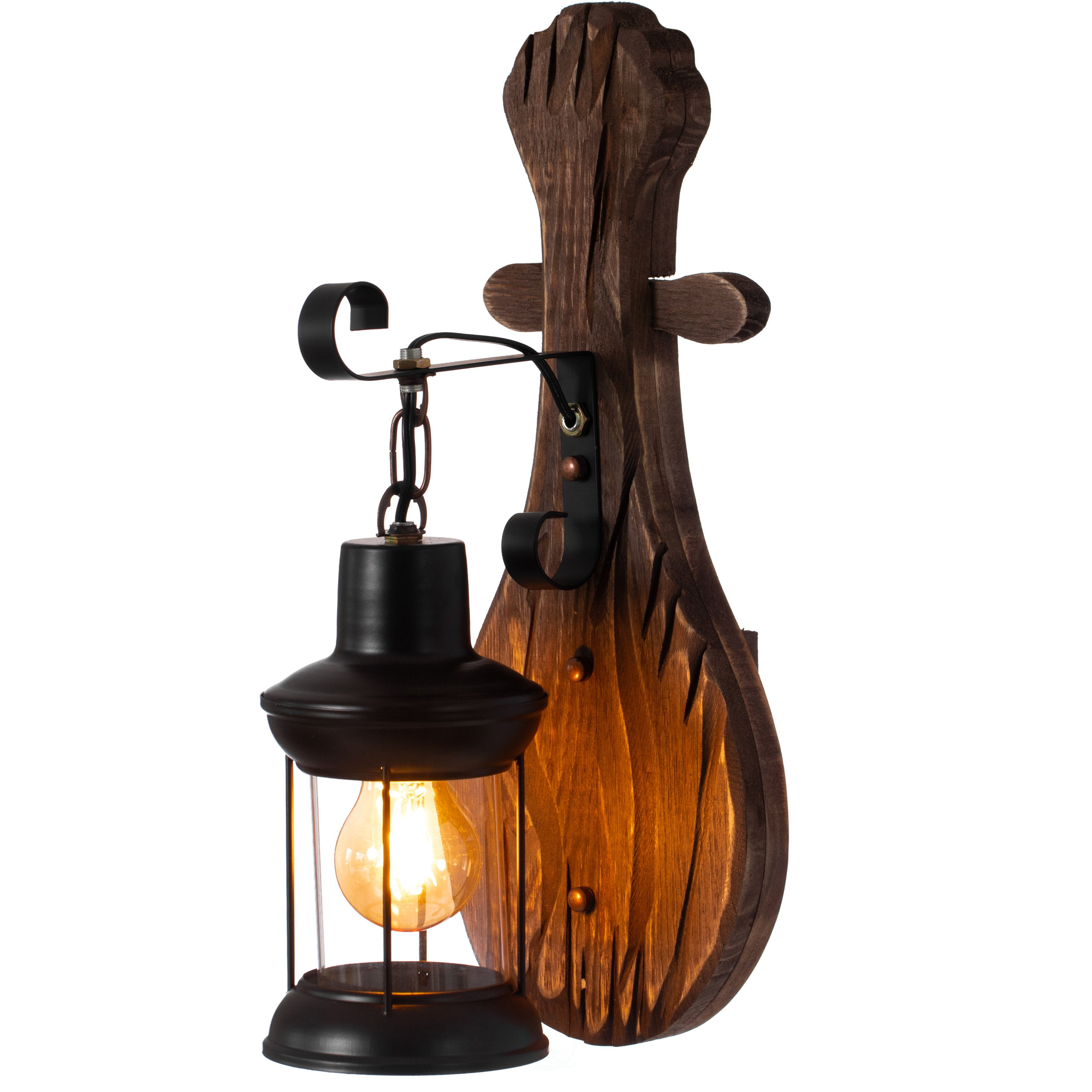 Unique Vintage Wooden Wall Sconce - Industrial Style Lighting for Home ...