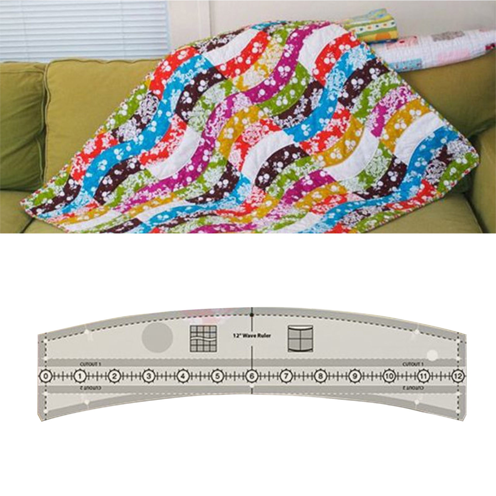 Unique Wavelengths Wave Quilting Ruler Template Stencil With Low Shank ...