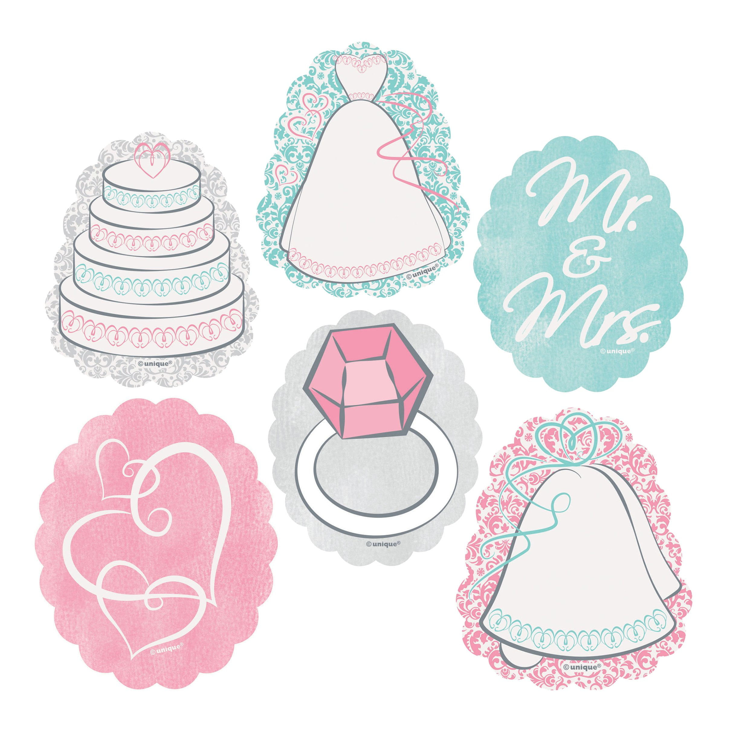 Unique Wedding Party Embellishment Stickers | Assorted Designs | 24 Pcs ...