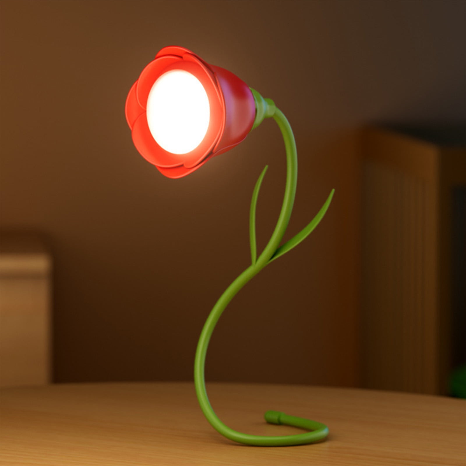 Unique Wireless Flower Desk Lamp with Flexible Gooseneck, Rechargeable ...