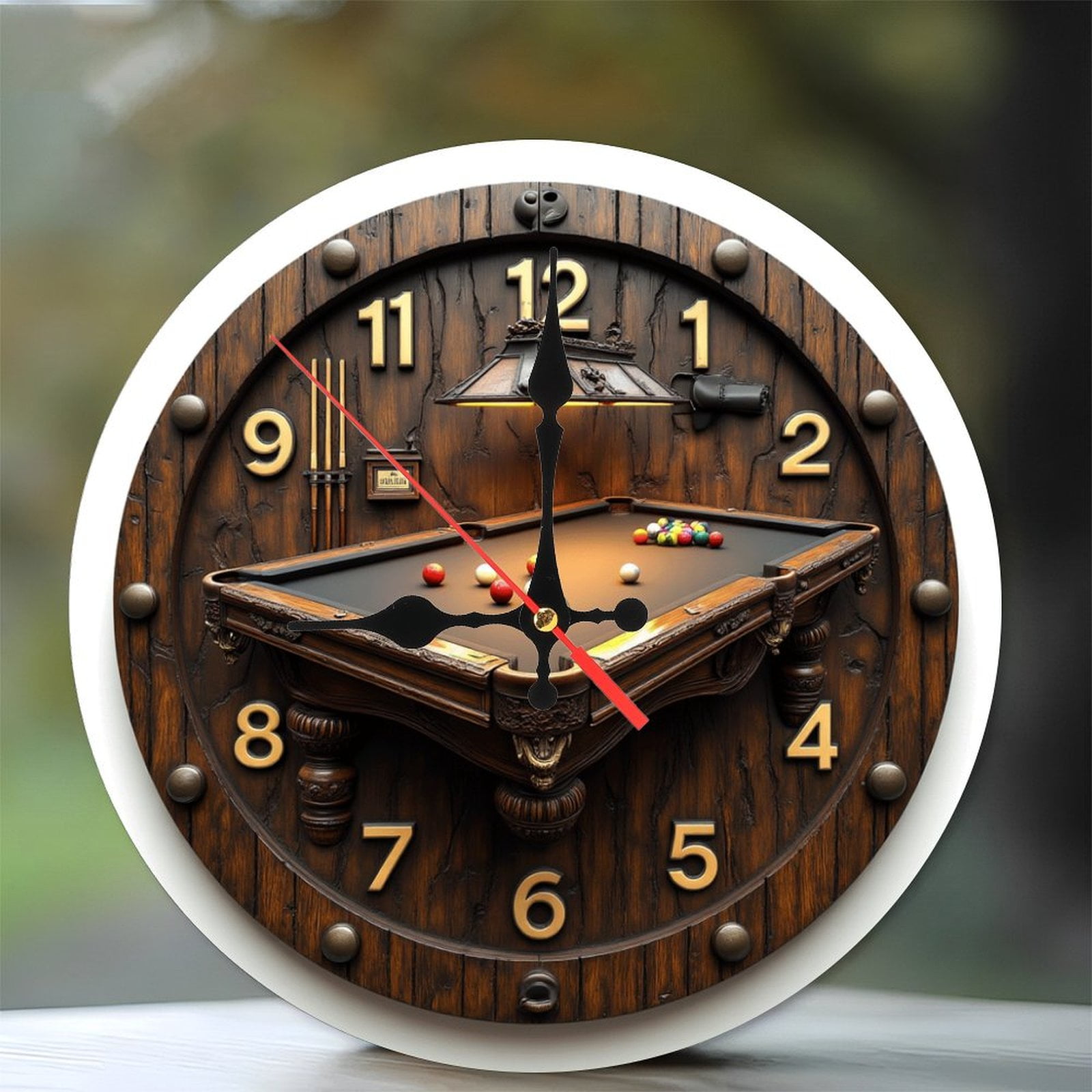 Unique Wooden Billiard Pool Table Clock Wall Decor 10-Inch Silent ...