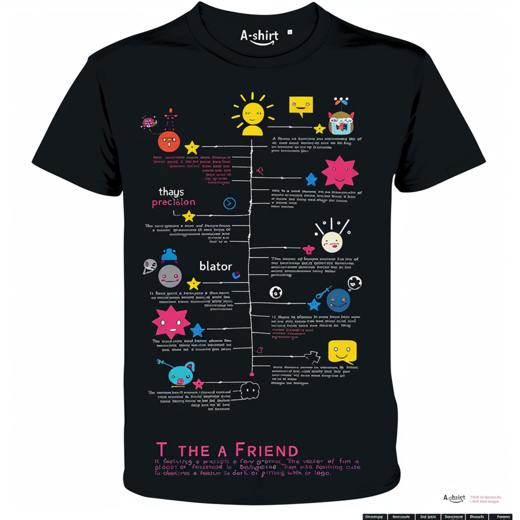 Unique and Fun 'THE FRIEND' Flowchart Design on Black TShirt Colorful ...
