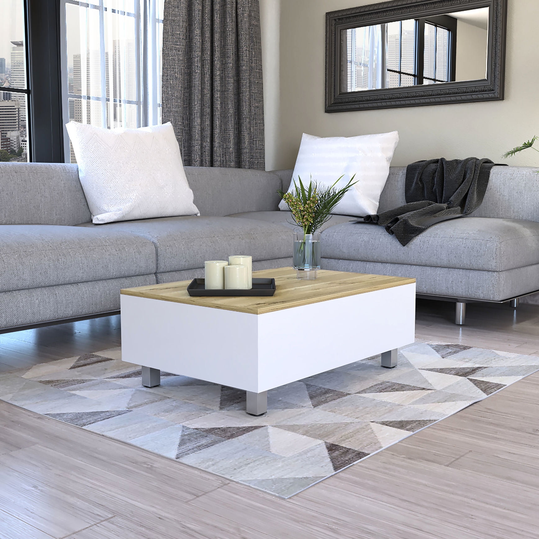 Unique lift top, open storage style - Light oak coffee table for games ...