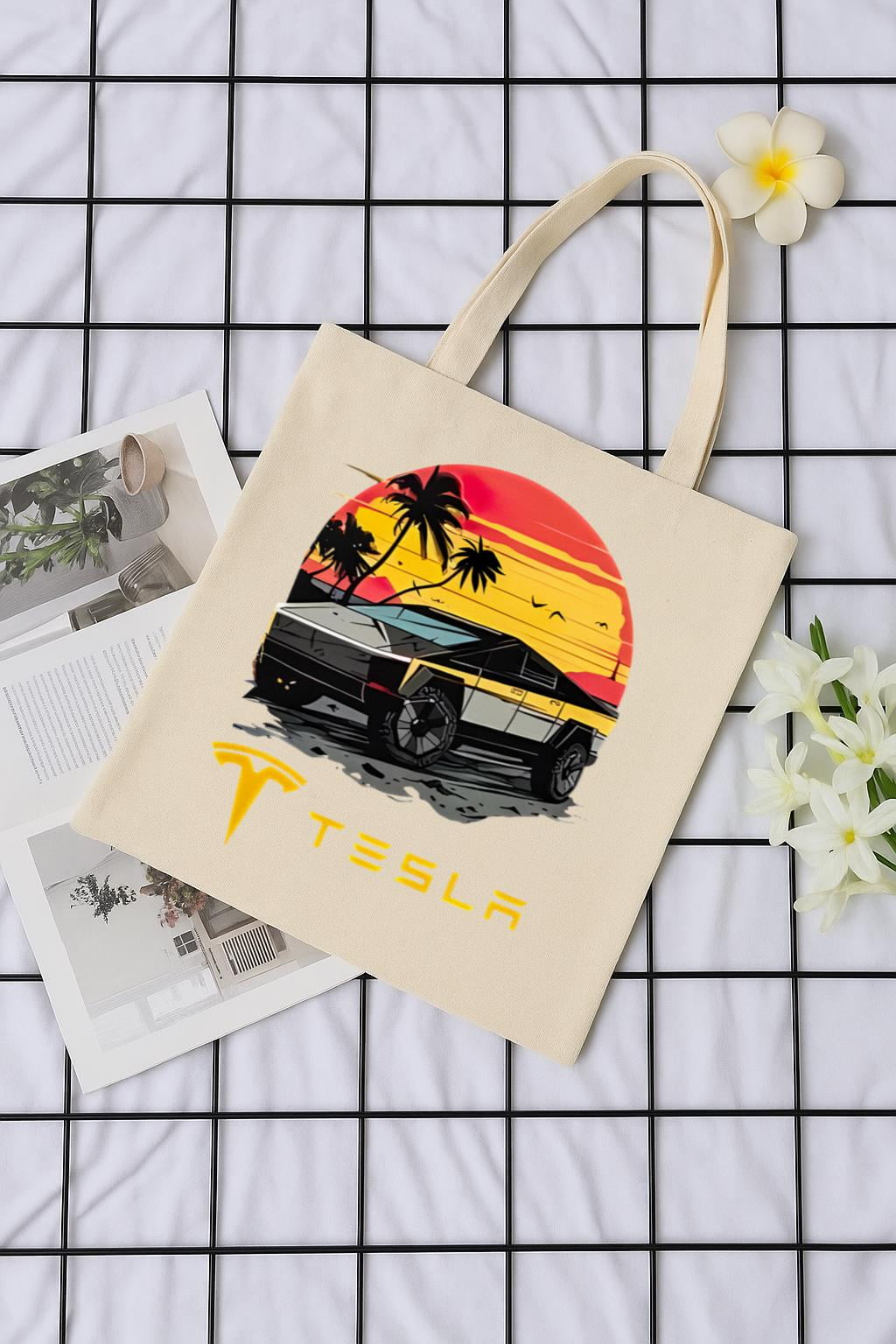 Unique patterns make the Bag stand out. Cybertruck Tesla Tote Bag ...
