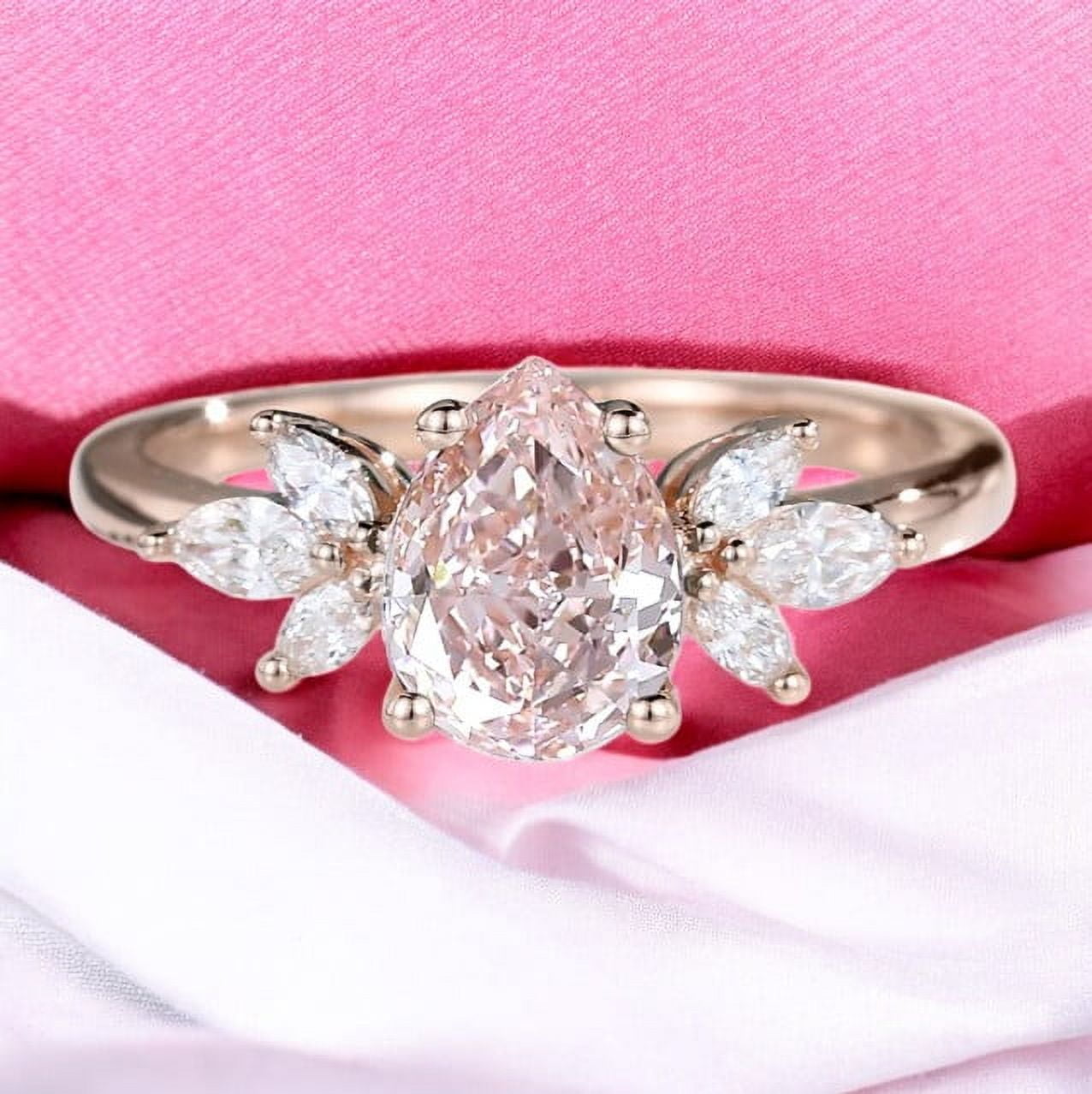 Unique pear shaped morganite engagement ring solid 14k rose gold ...