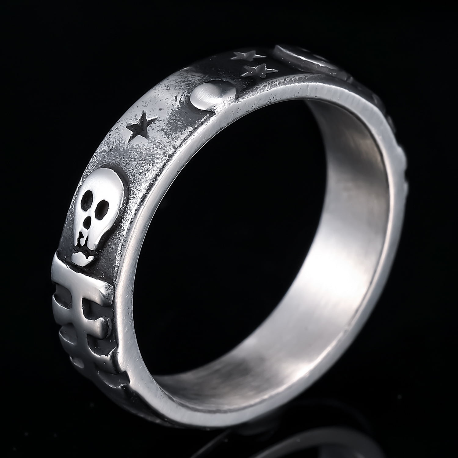 Unique skull Ring For Men 14K Yellow Gold Trendy men's retro style men ...