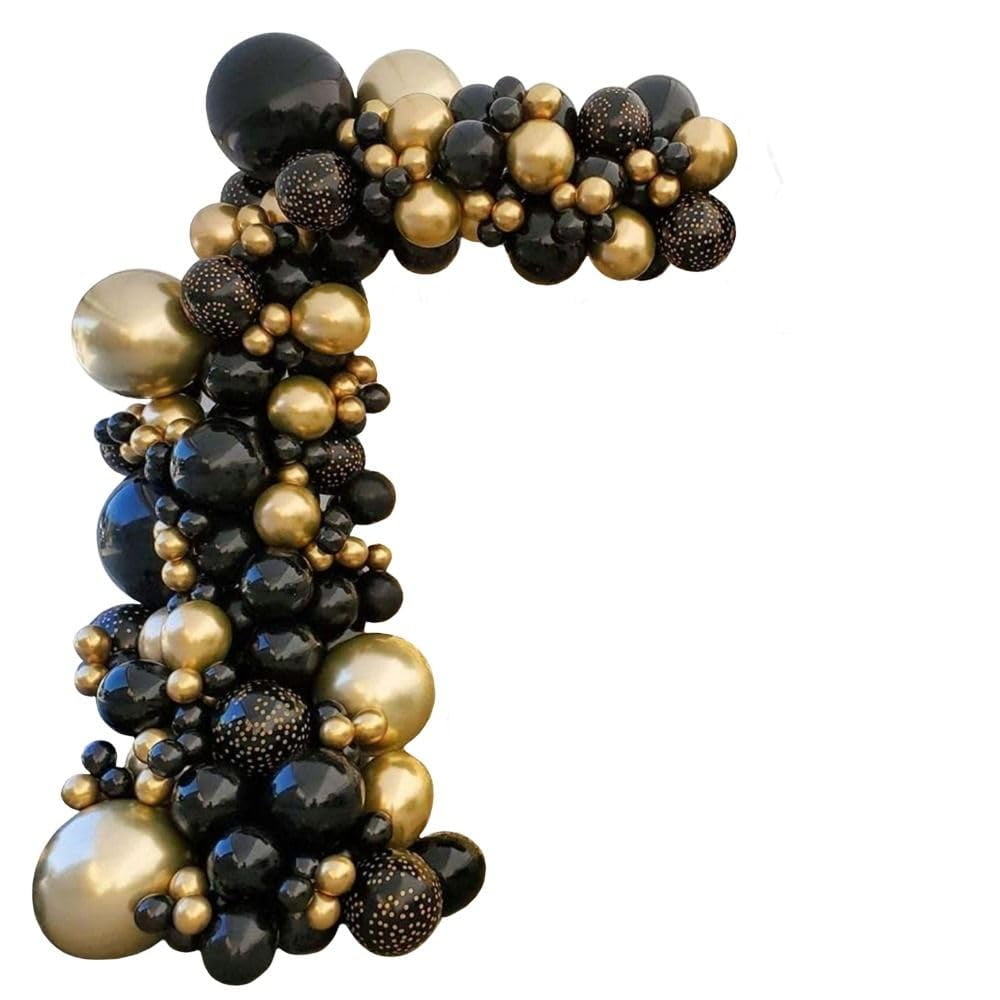 Uniquer Black andTRDN Gold Balloons Garland Kits, DIY Latex Balloons ...