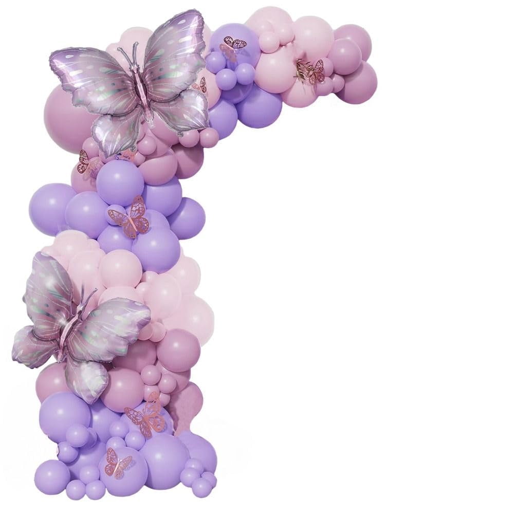 Uniquer Butterfly Theme Balloon Arch Kit, AFN1Pink Purple Latex ...