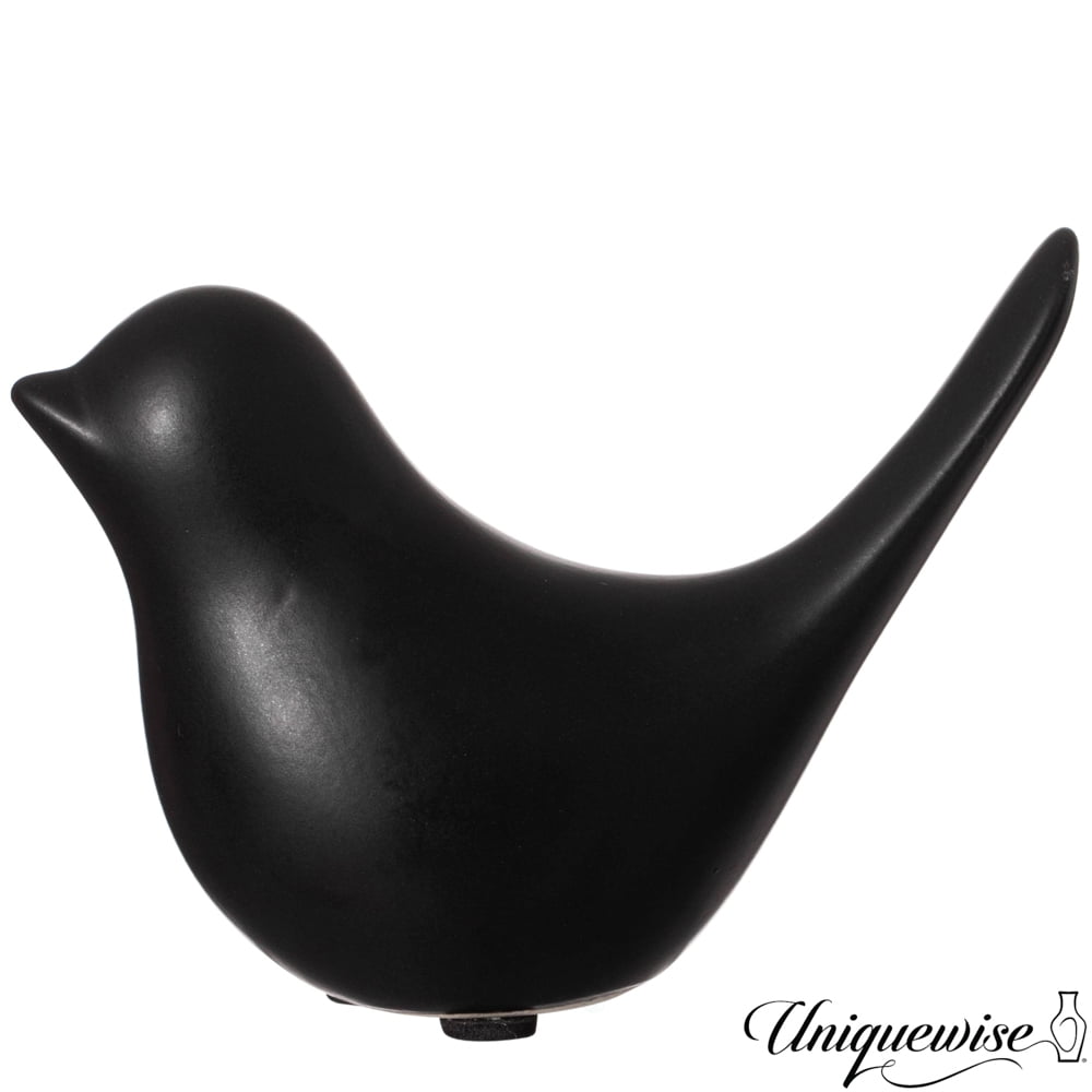 Uniquewise Black Ceramic Bird Statue Gift & Decorative Accent for ...