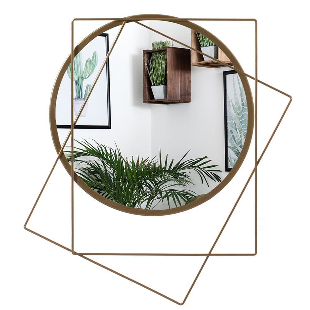 Uniquewise Decorative 20-inch Circle Mirror Featuring 2 Squares Shaped ...