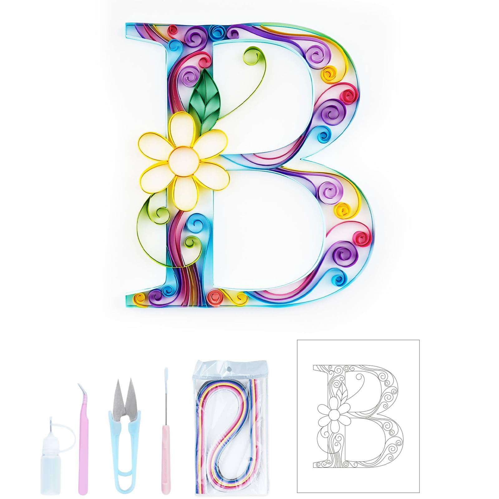 Uniquilling Quilling Kit, 8 RRF12 * 10-in Letters B Paper Filigree Kits ...