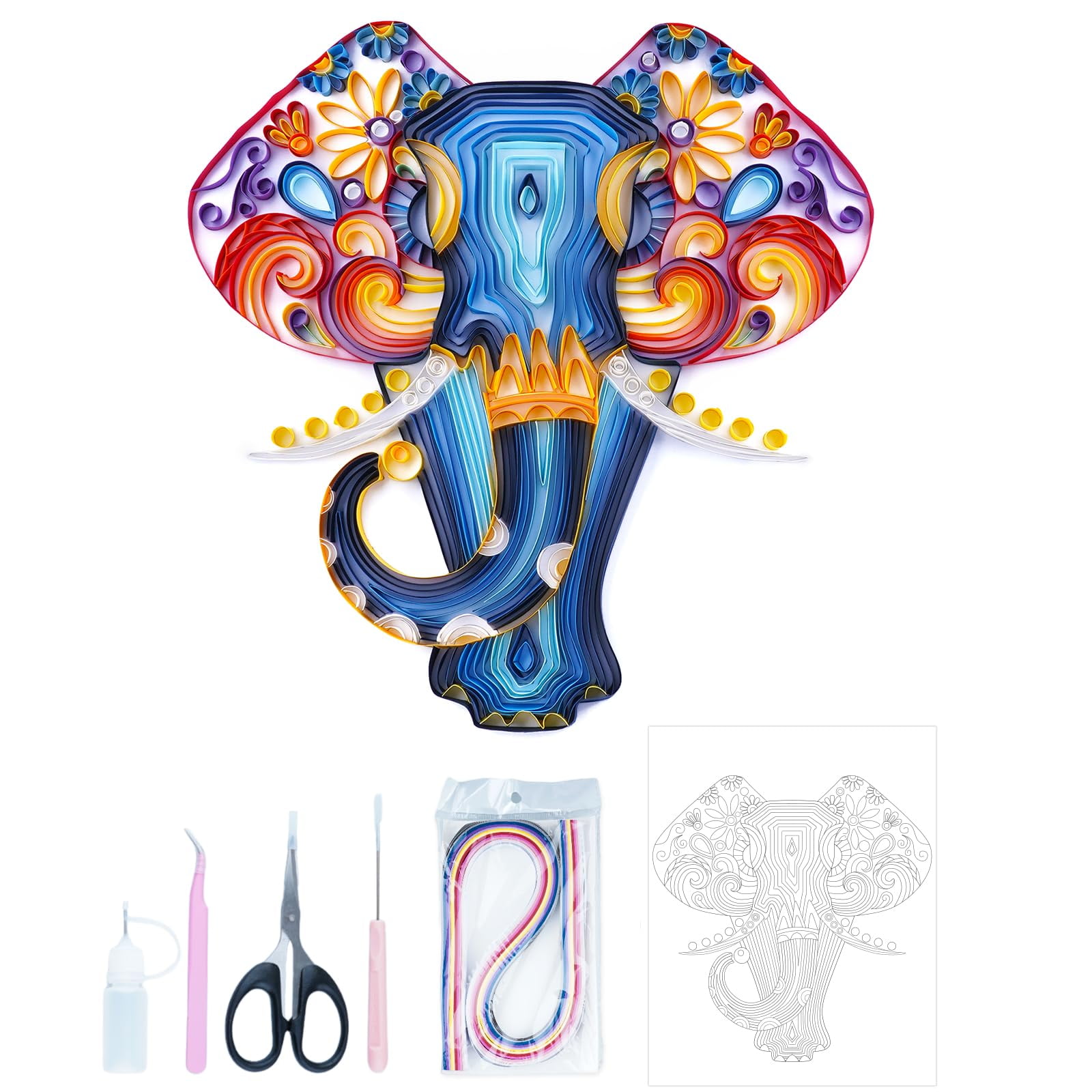 Uniquilling Quilling Kit, Paper Quilling Kits, 16 * 20-in Elephant ...
