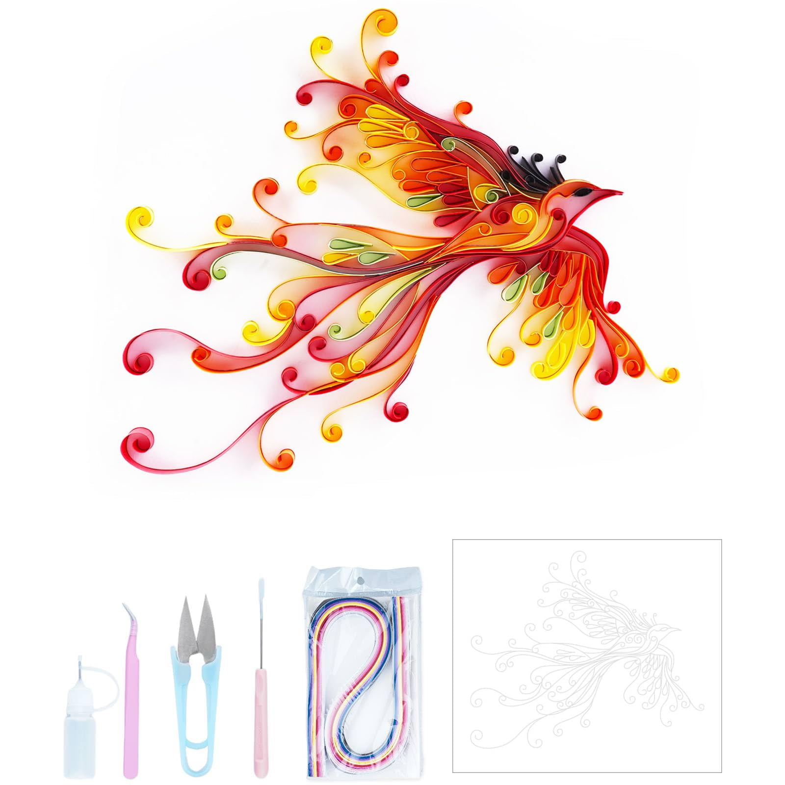 Uniquilling Quilling Kit, Paper Quilling Kits, 8 * 10-in Phoenix Paper ...