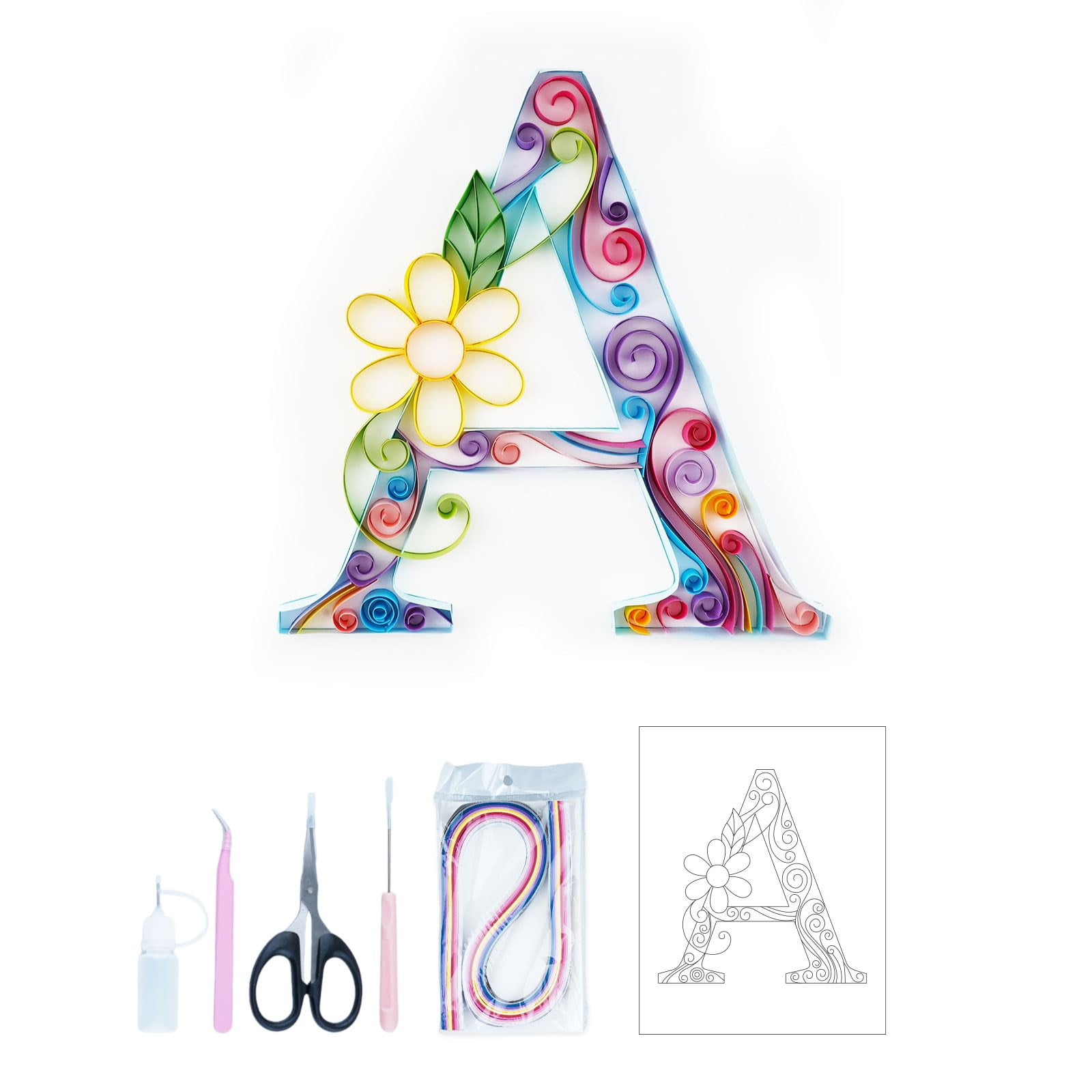 Uniquilling Quilling Kits, 8 STF9 * 10-in Letters A Paper Filigree Kits ...