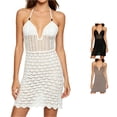 Unir Cable Knit Sweater Dress Halter Hollow Crochet Mini Dress ...