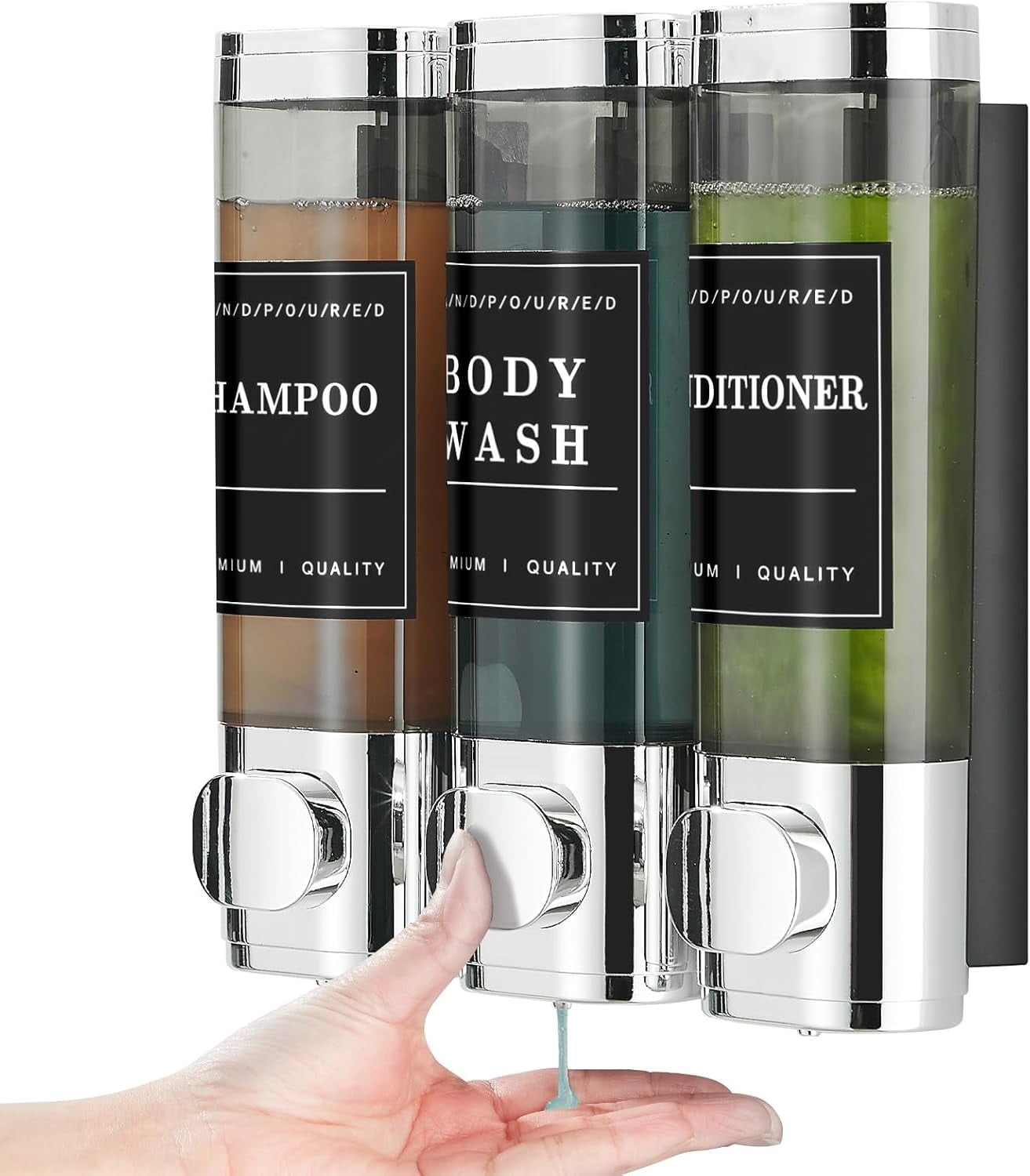 Unisense Shower Soap Dispenser 3 Chamber No Drill Shampoo and ...