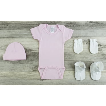 JEFFENLY 5PCS Newborn Baby Boys Girls Layette Set Cotton Sleepwear Tops Hat Pants Bib Suit ...