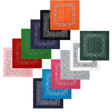 12 Pack Premium Cotton Scarf Bandana Multiple Colors 22" X 22" (Red,100 ...