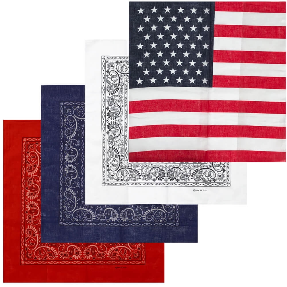 Unisex 100% Cotton Multi-Purpose Bandana Head Wrap Multi-Packs, Red ...