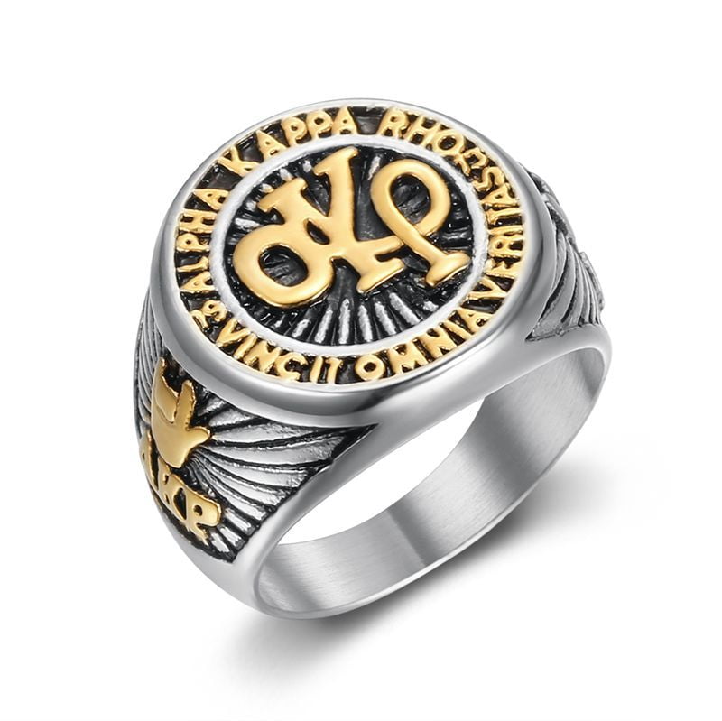 Unisex 14K Yellow Gold ALPHA KAPPA RHO VINCIT OMNIA VERITAS Gold Silver ...