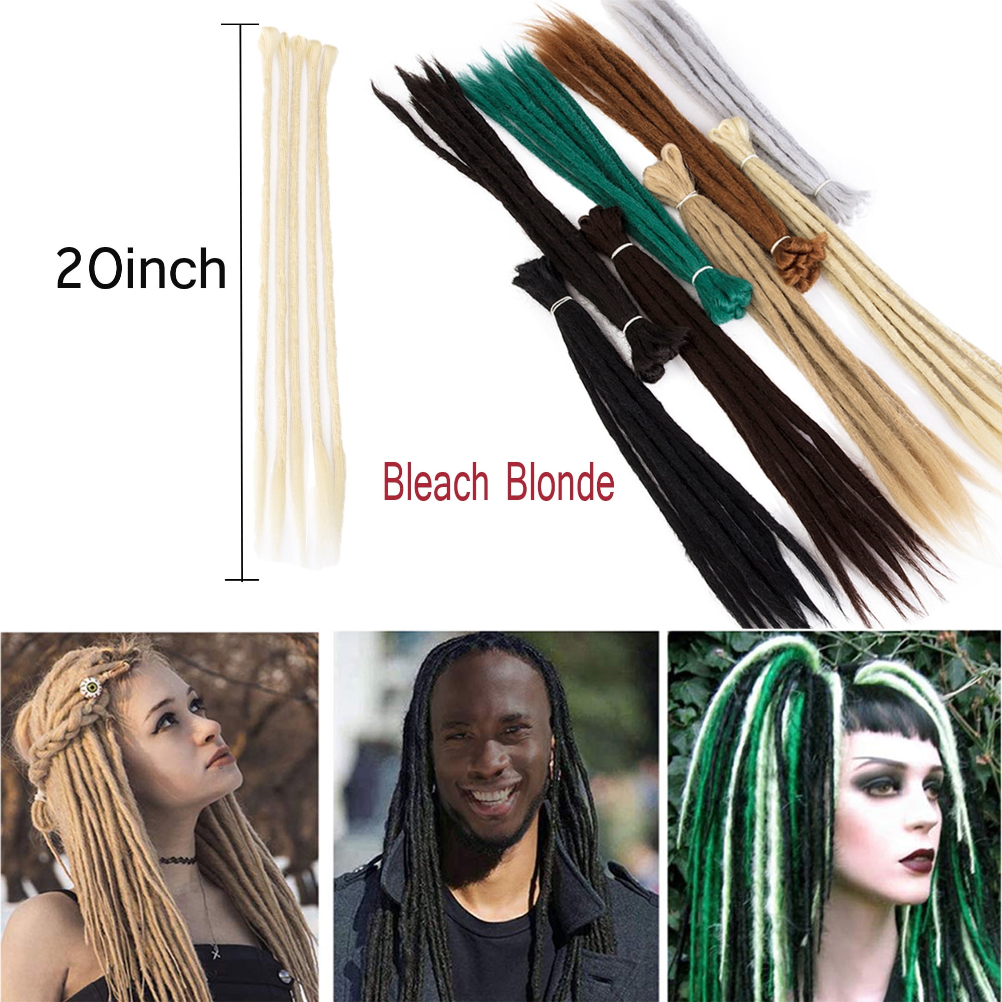 Unisex 20 Inch Dreadlocks Extensions Synthetic Dreads Reggae Hair Hip ...