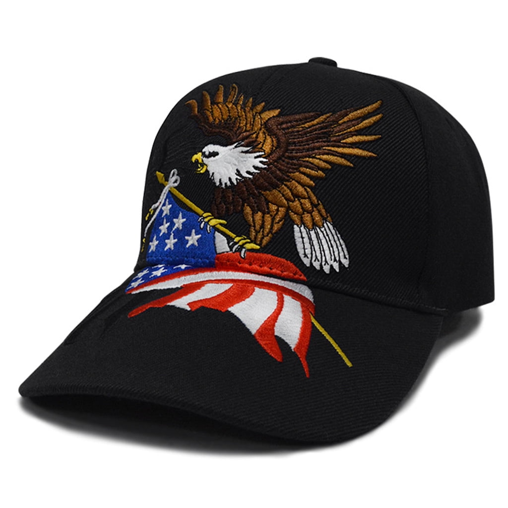 Unisex 3D Embroidered Patriotic Eagle Clutching American Flag Baseball ...