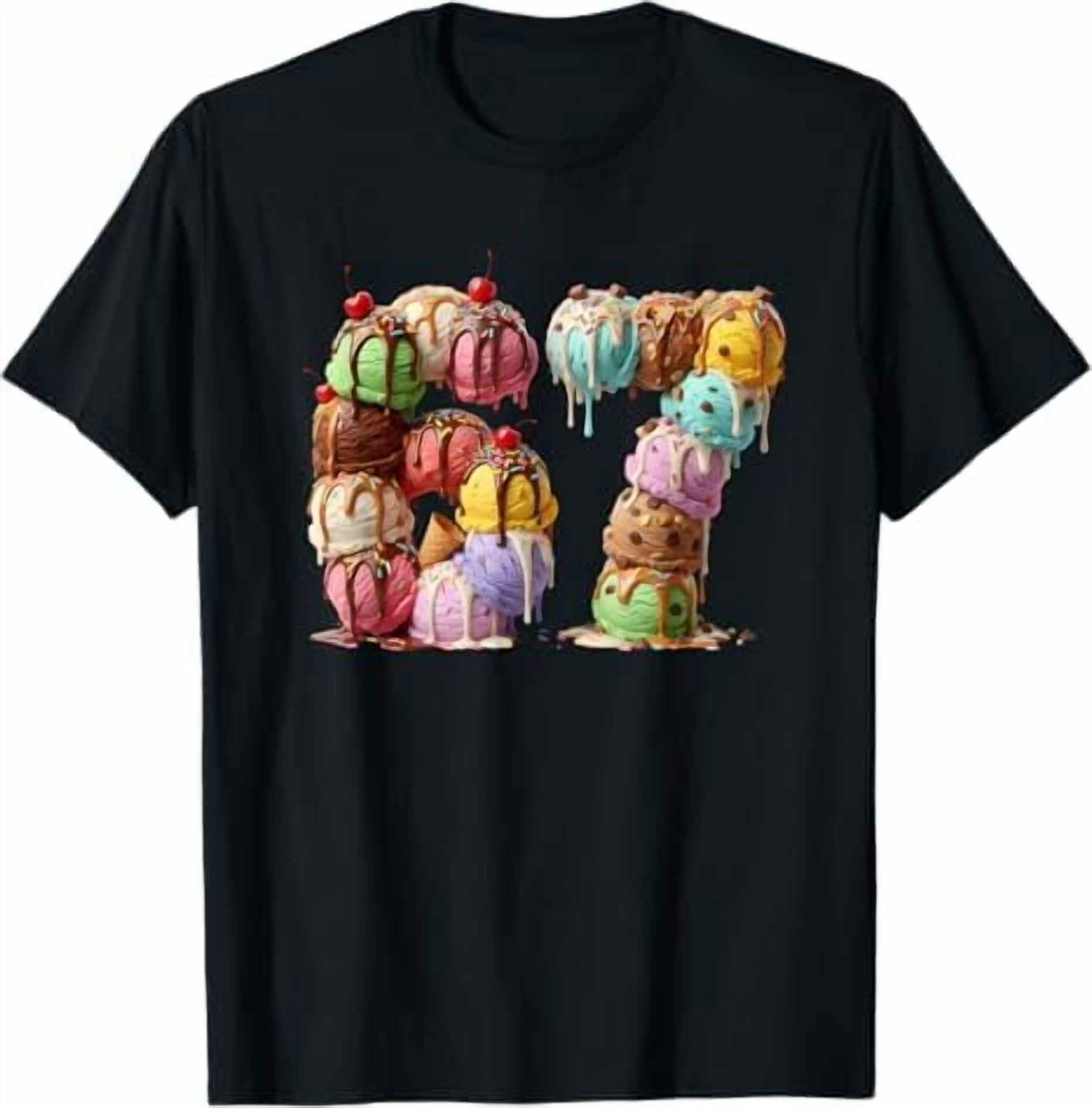Unisex 67 Ice Cream Drip Meme Funny Six Seven Gen Alpha Slang T-Shirt ...
