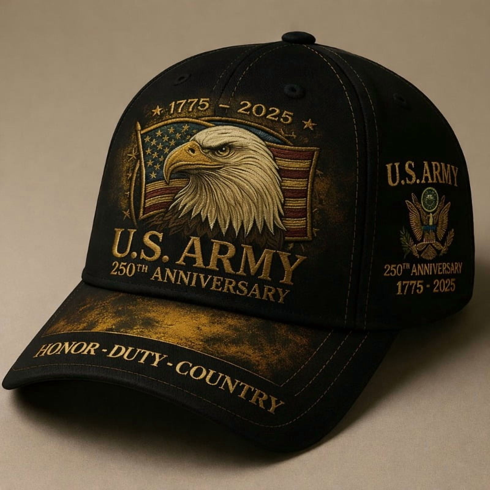 Unisex Adjustable U.S. Army 250th Anniversary Vintage Snapback ...