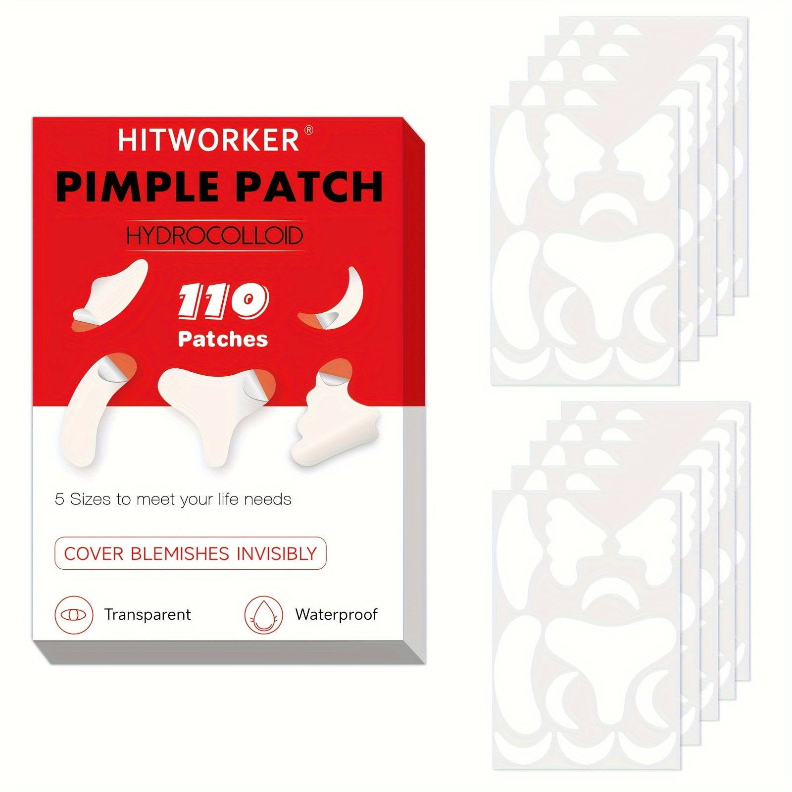 Unisex Adult 110-Piece Pimple Patch Set - Hydrocolloid Acne Absorbing ...