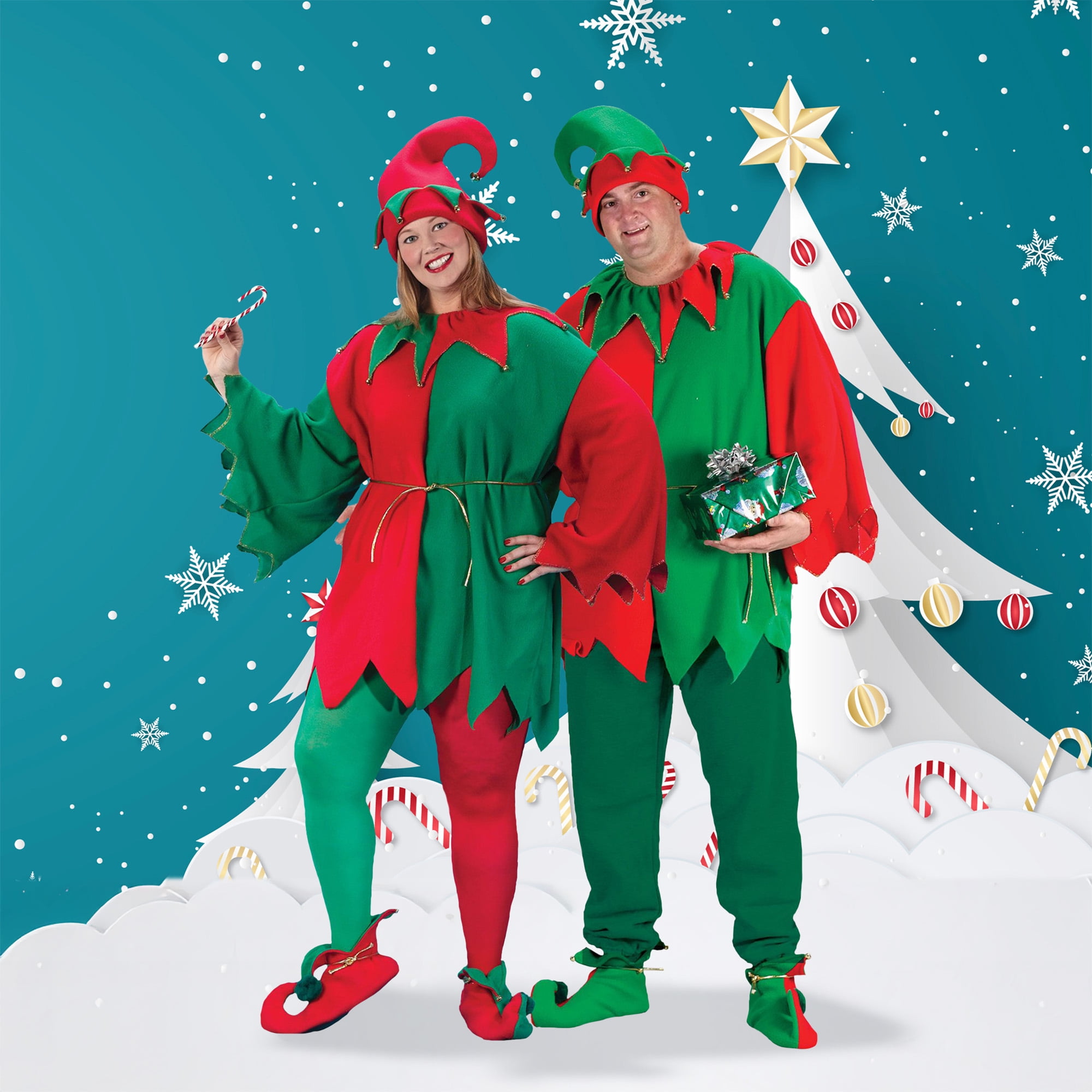 Unisex Adult 5-Piece Christmas Elegant Elf Costume Set - Adult Plus ...