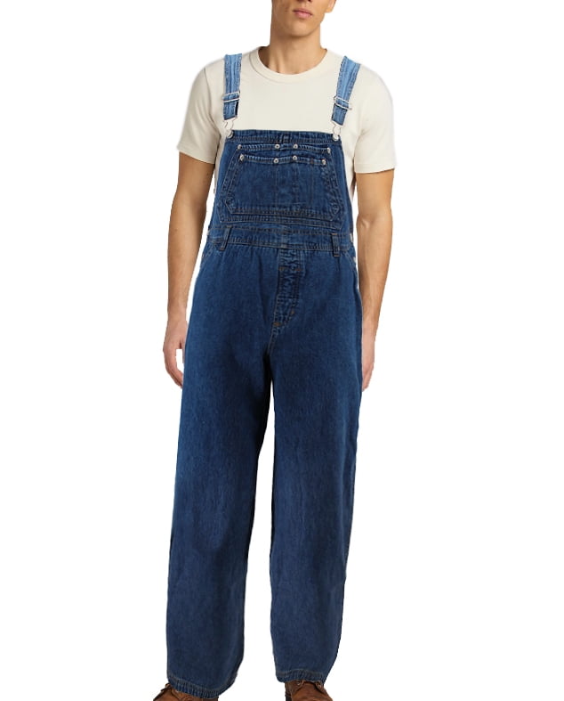 Unisex Adult Blue Straight Leg Bib Buckle Straps Cotton Denim Overall ...