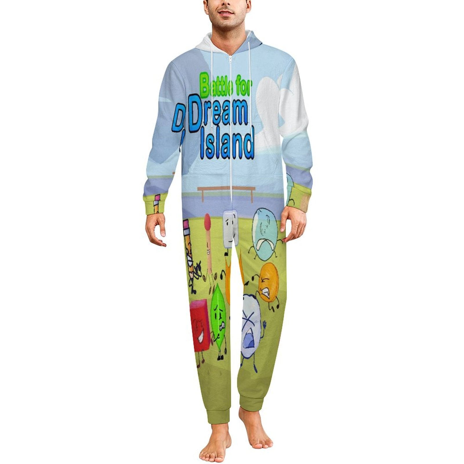 Unisex Adult Game BFDI Battle For Dream Island Fleece Jumpsuits Zip Up ...