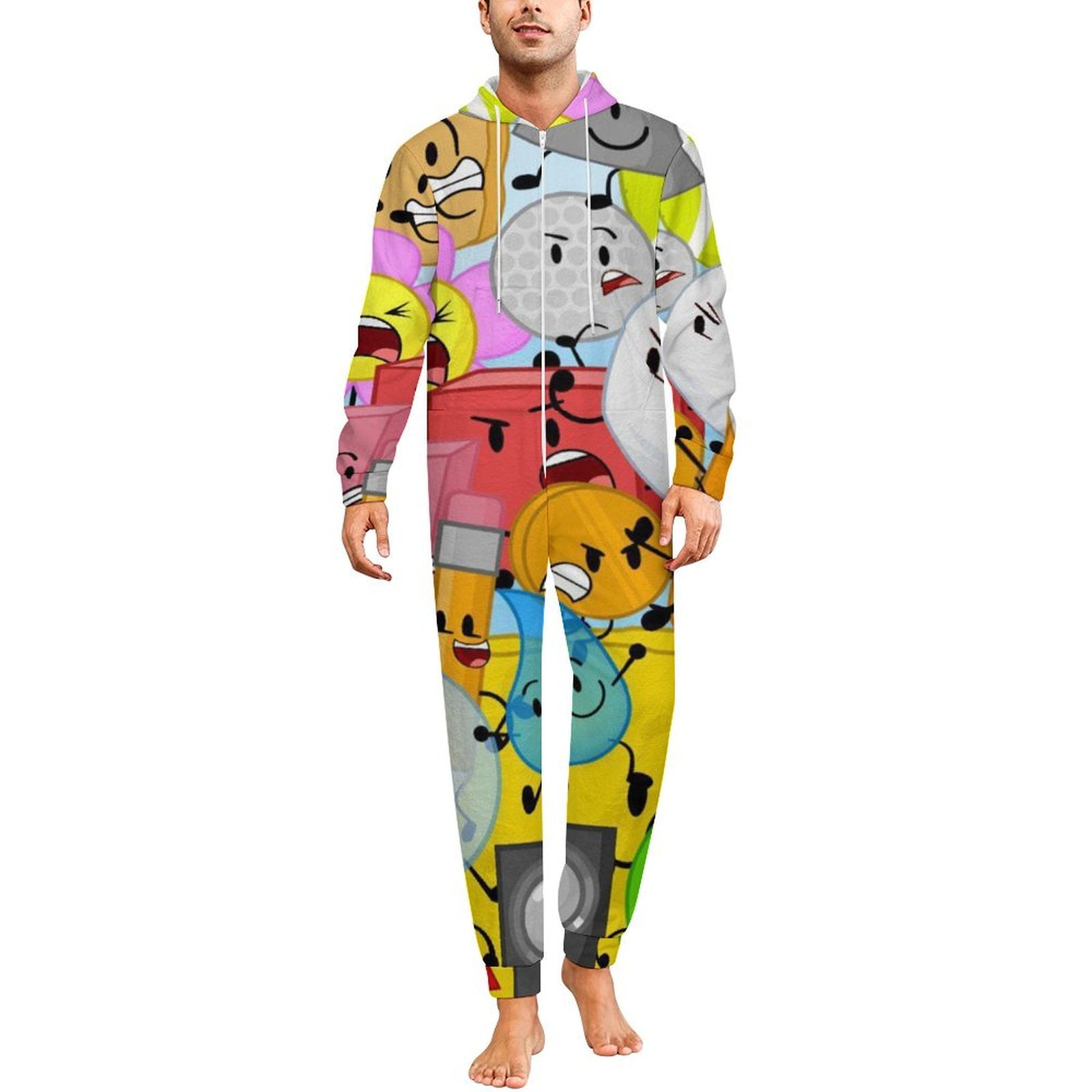 Unisex Adult Game BFDI Battle For Dream Island Fleece Jumpsuits Zip Up ...