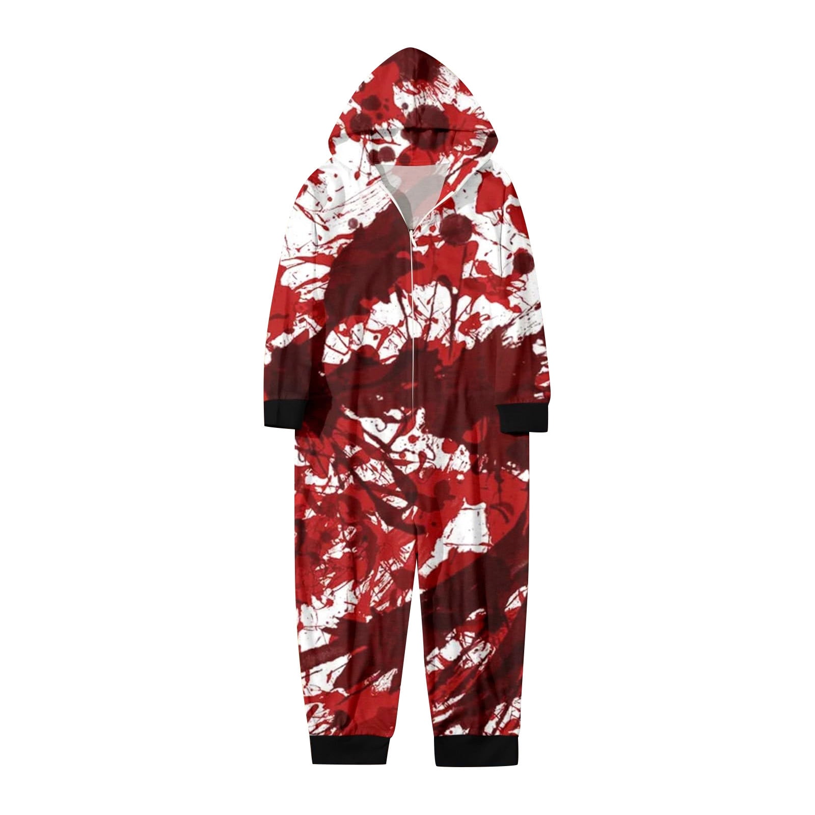 Unisex Adult Halloween Blood Splatter Onesie Pajamas with Hood Cozy and ...