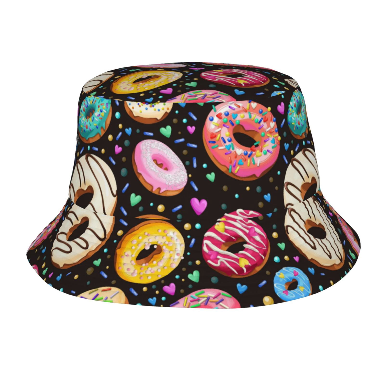 Unisex-Adult Sweet Donut Food Bucket Hat, Packable & Foldable Fisherman ...