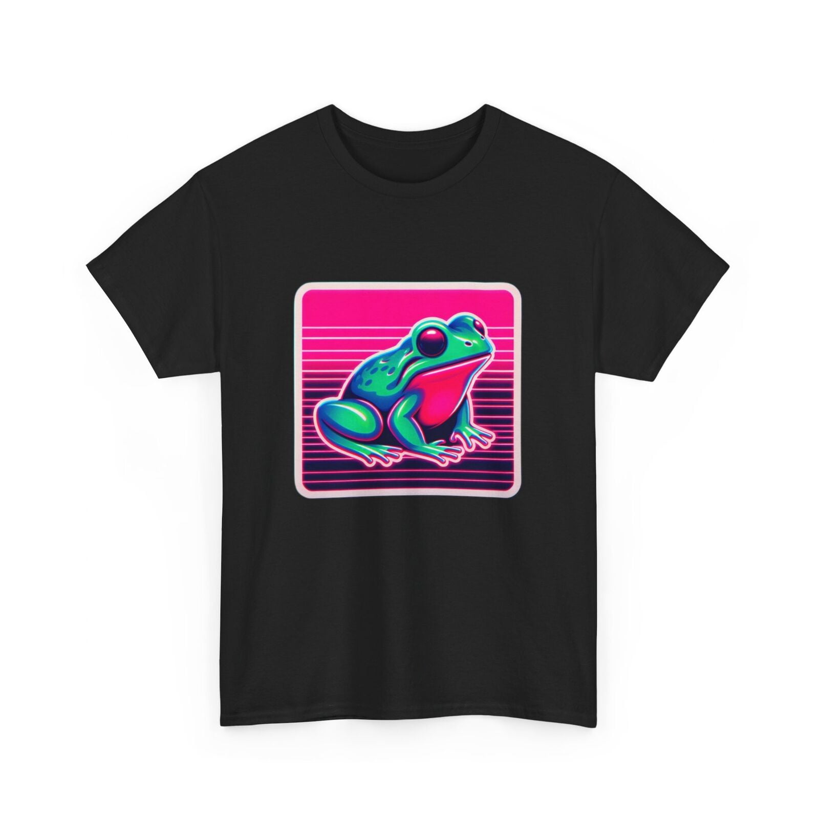 Unisex Adult T Shirt Neon Frog 3D Rendered Vivid Vaporwave 80s Inspired ...