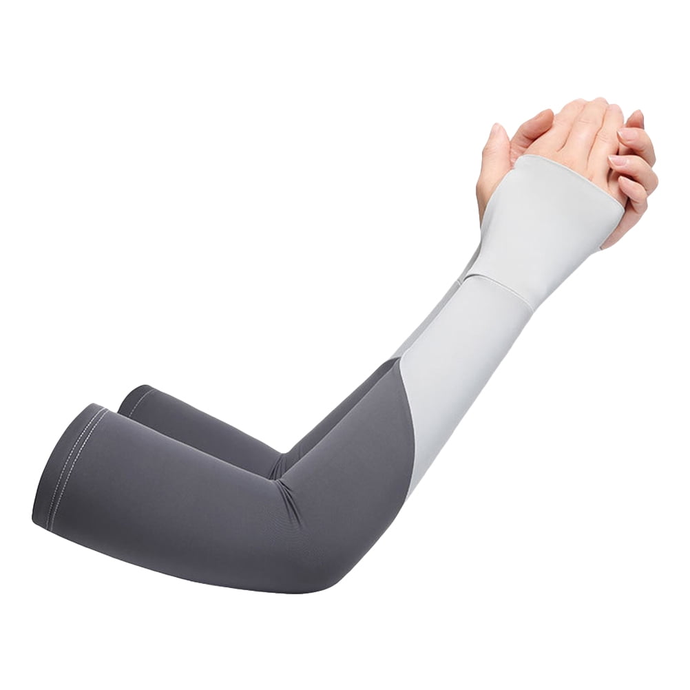 Unisex Arm Sleeves Spliced UV Protection Arm Cover Extended Ice Silk ...