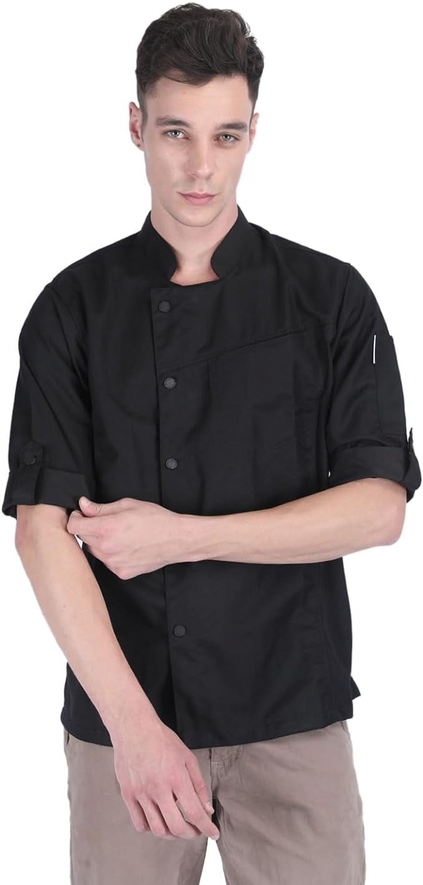 Unisex Asymmetrical Black Color Chef Coat Jacket with Side mesh for All ...