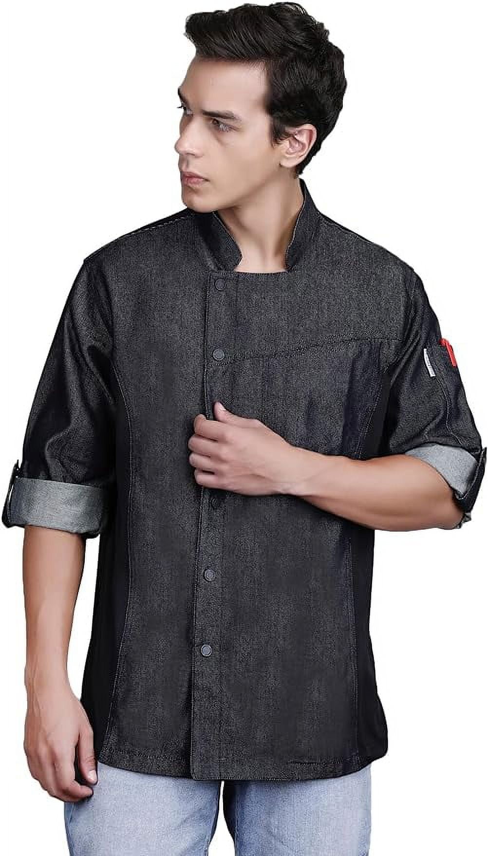 Unisex Asymmetrical Black Denim Color Jeans Chef Coat with Side mesh ...