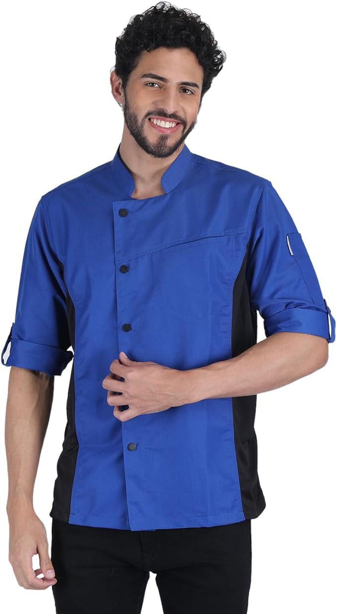 Unisex Asymmetrical Ocean Blue Color Chef Coat Jacket with Side mesh ...