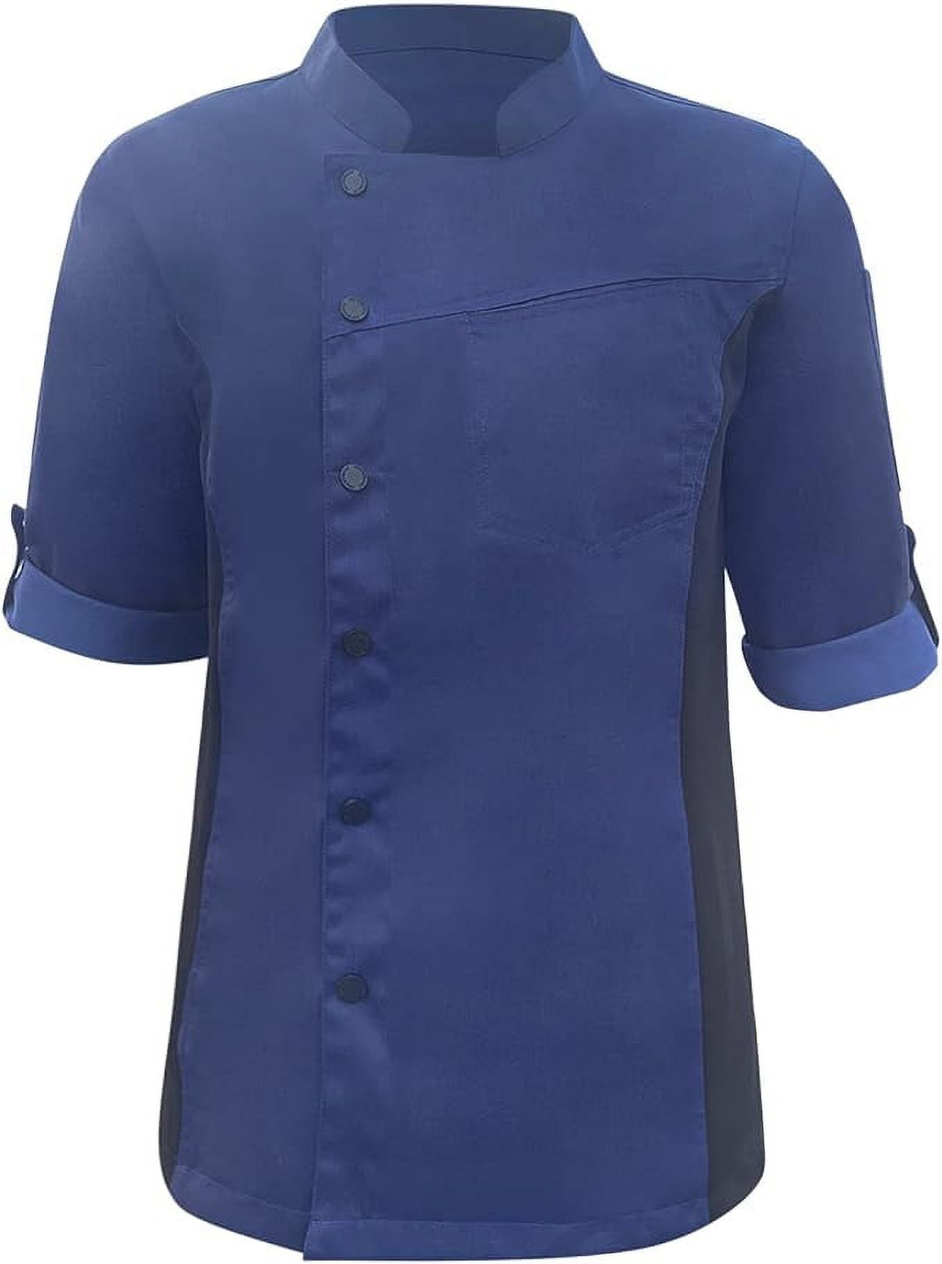 Unisex Asymmetrical Royal Blue Denim Color Jeans Chef Coat with Side ...