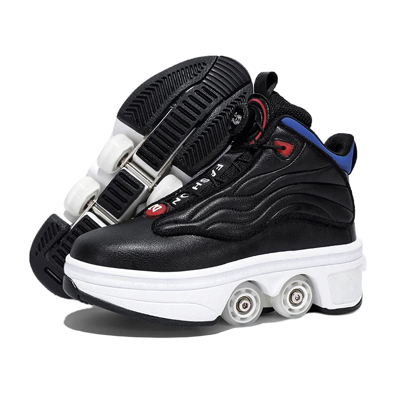 Unisex Automatic Retractable 4-Wheel Roller Skates Women's High ...